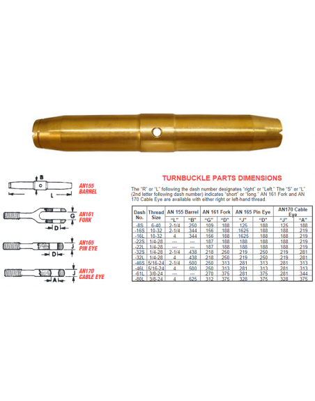 MS2151/AN155 Series Turnbuckles Barrel SKU: TRNBKL-BRL-MS2151/AN155