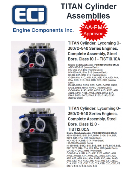ENGINE COMPONENTS (ECi) TITAN Series FAA/PMA Replacement Cylinder Assys ...