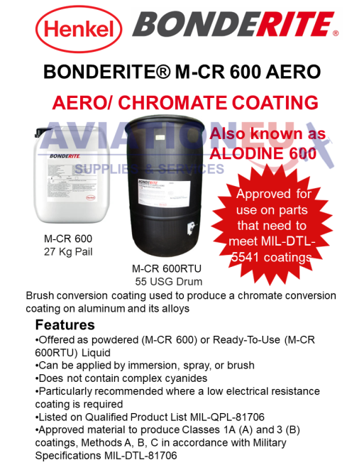 HENKEL BONDERITE® Aerospace Surface Treatments SKU: BONDERITE-TRTM-SRF