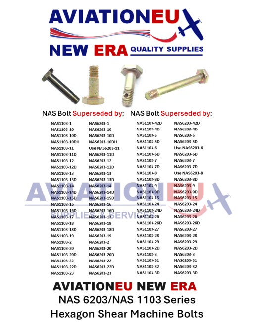 AVIATIONEU NEW ERA NAS 6203 Series Steel Shear Machine Bolts ...