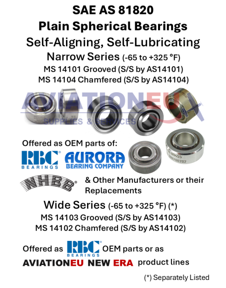 AS81820 MS14101/MS14104 Narrow Series Self Aligning, Self Lubricating ...